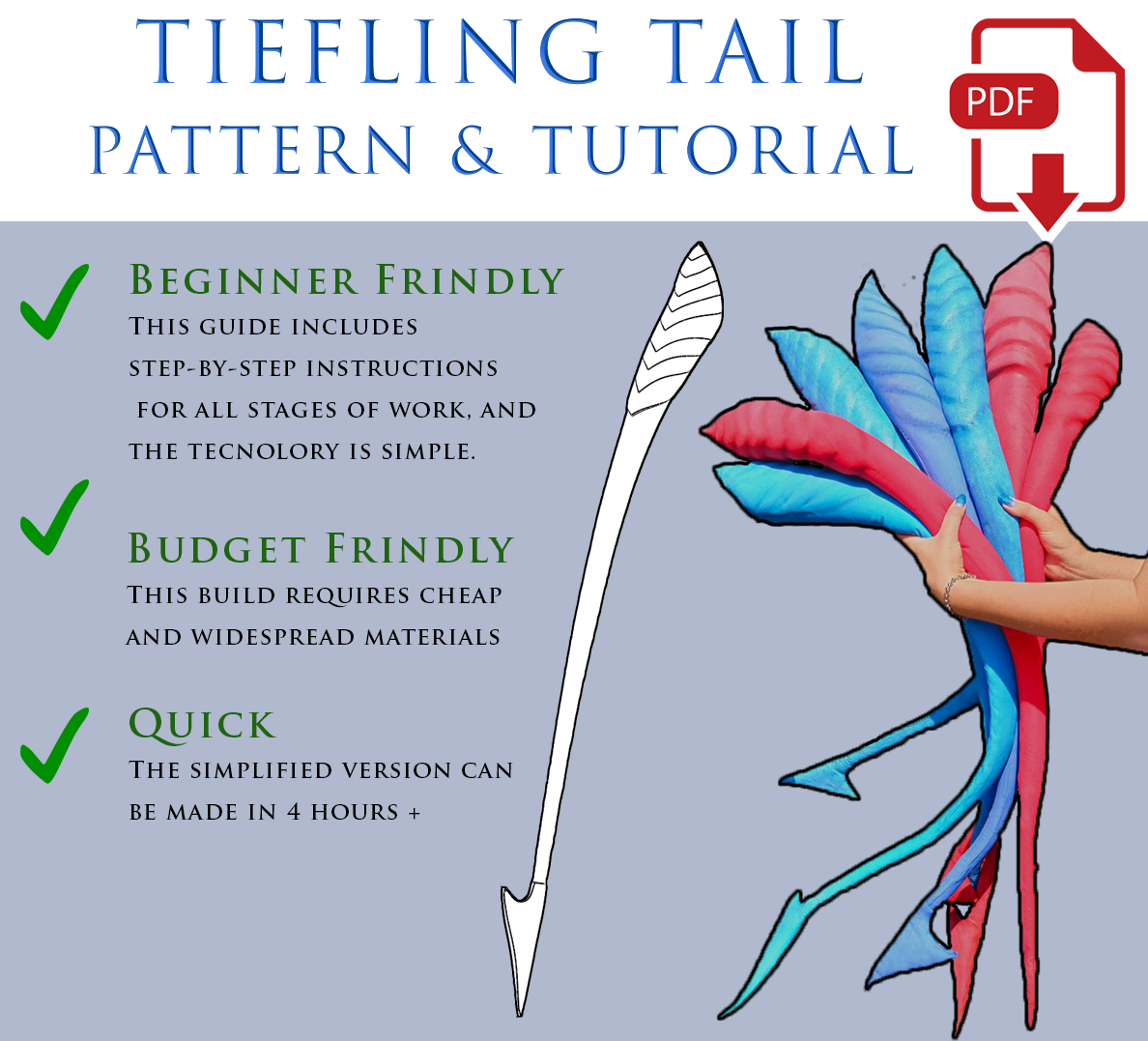 Tiefling Tail tutorial - Lizhen | Boosty