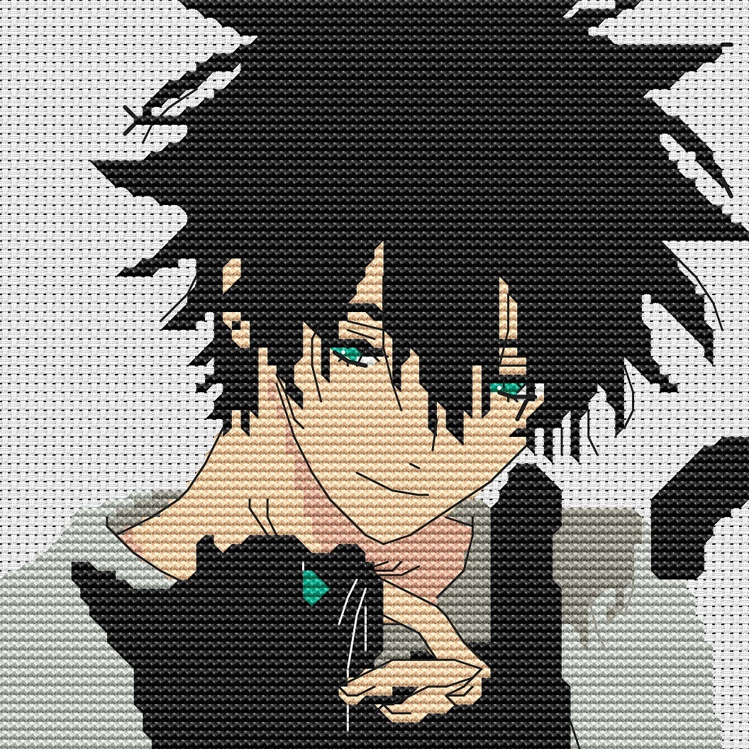 Anime cross stitch pattern Jujutsu Kaisen, Fushiguro and cat - Anime ...