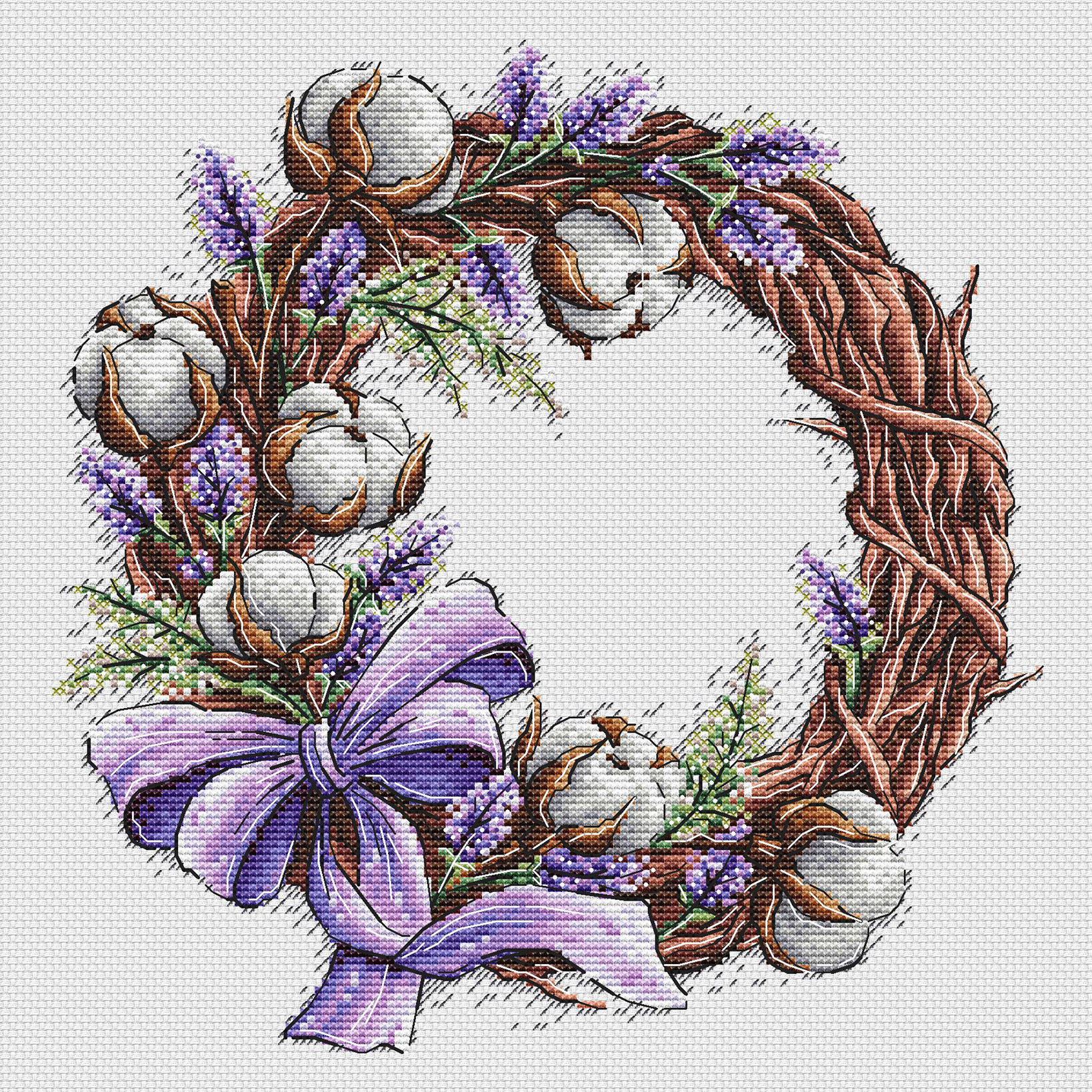 «Cotton wreath». Cross stitch pattern - polu.stitch | Boosty