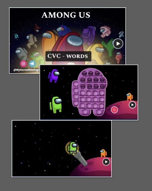 AMONG US - CVC words (Genially) - My.Incredible.English | Boosty