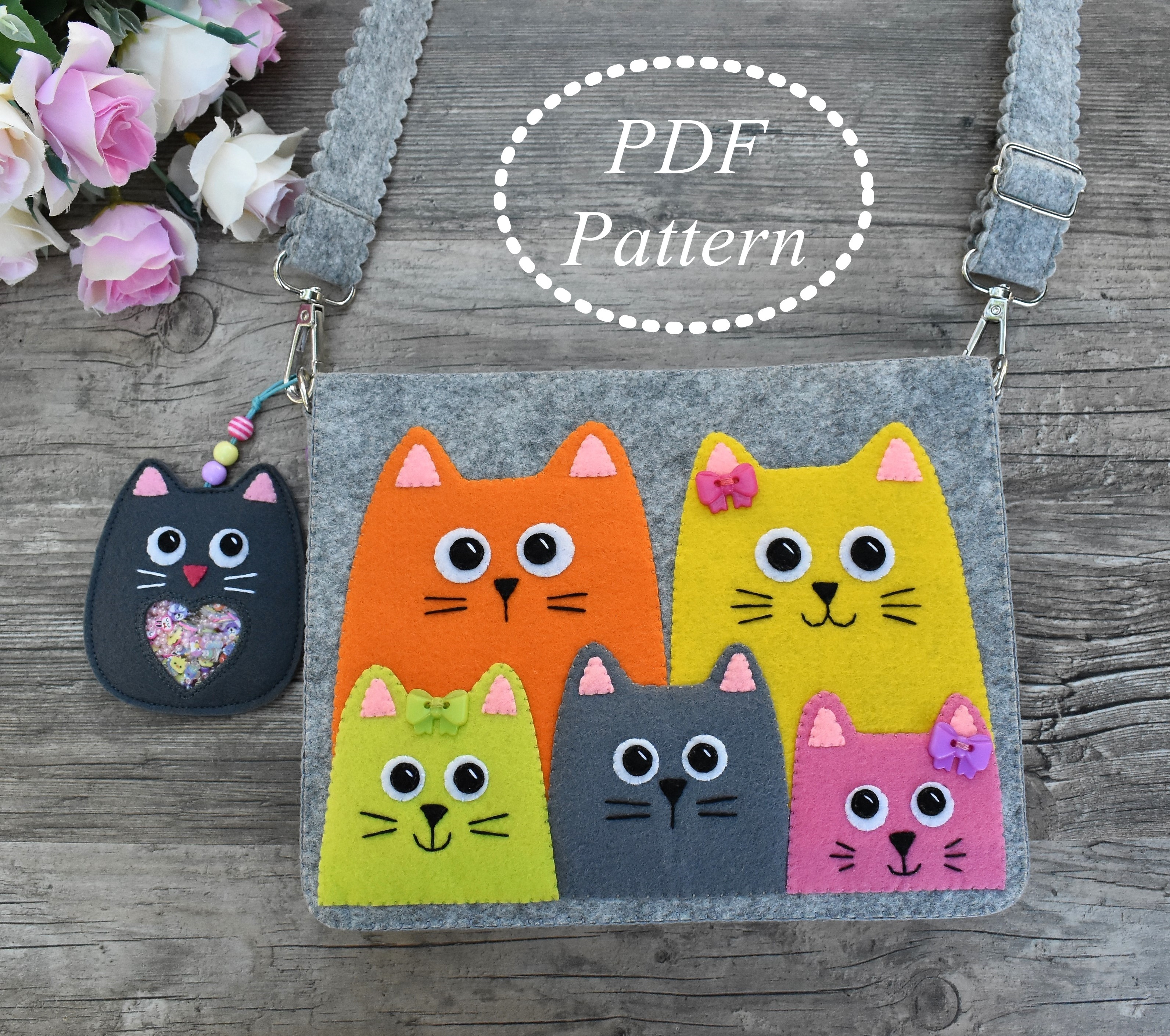 Cute Cats Tote Bag + Accessory set Felt PDF Pattern! - Наталья Сарыгина ...