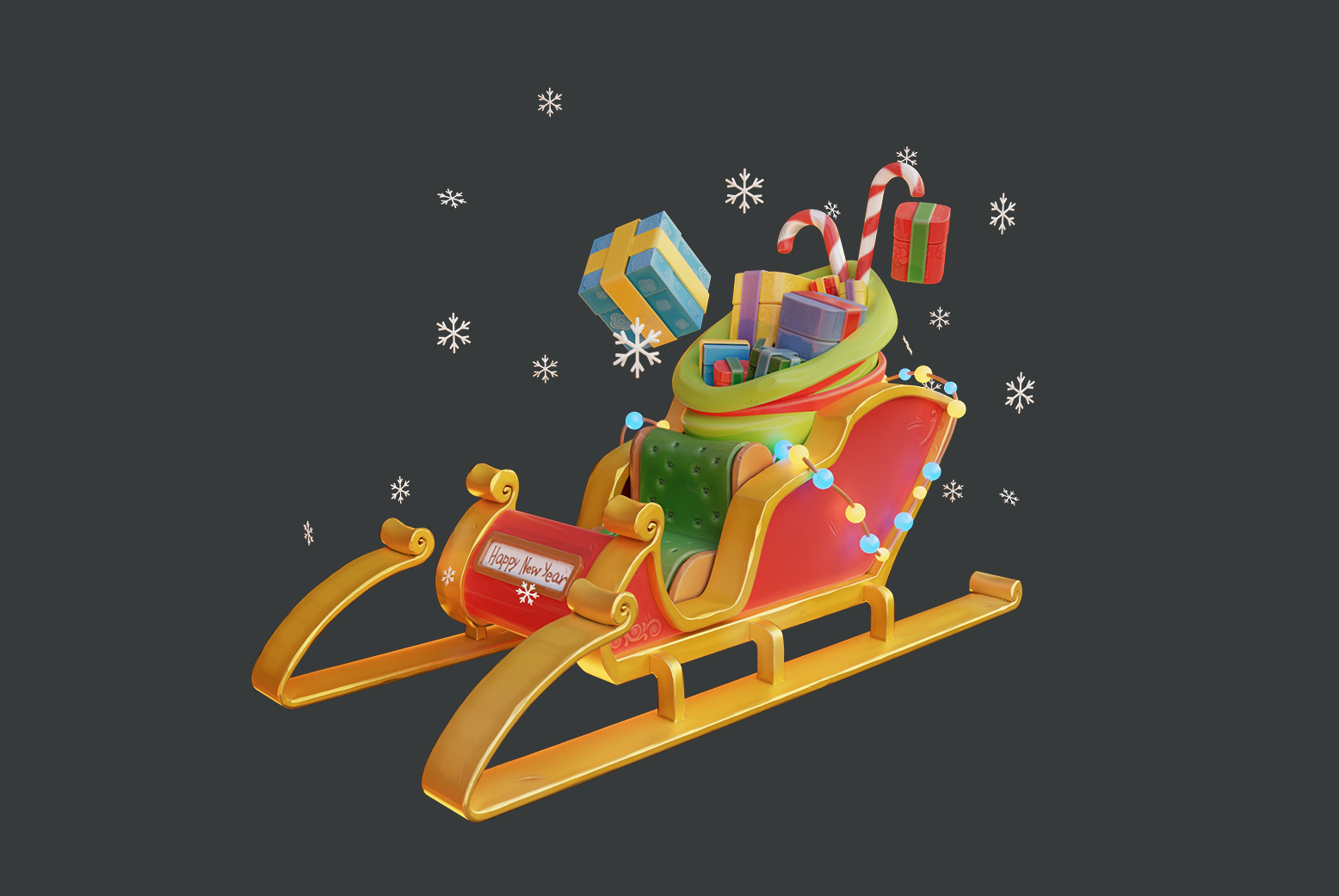 Santa's Sleigh. Blend file+fbx (low poly+high poly) - София Мельникова ...