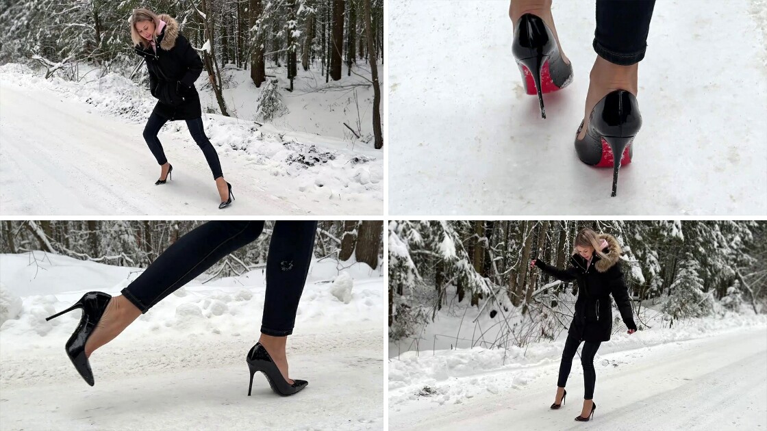 High Heels on Ice, Stilettos on Ice, High Heels Pumps on Ice, Slippery ...