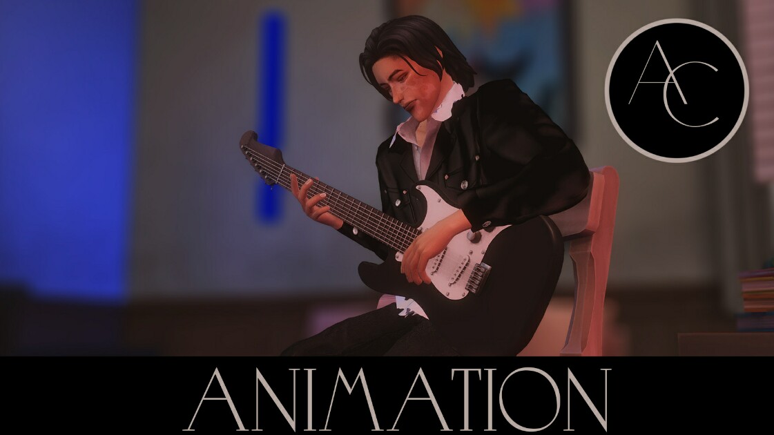 [AC] Play the guitar | Animation for Sims 4 - [AC] aelcherry | Boosty