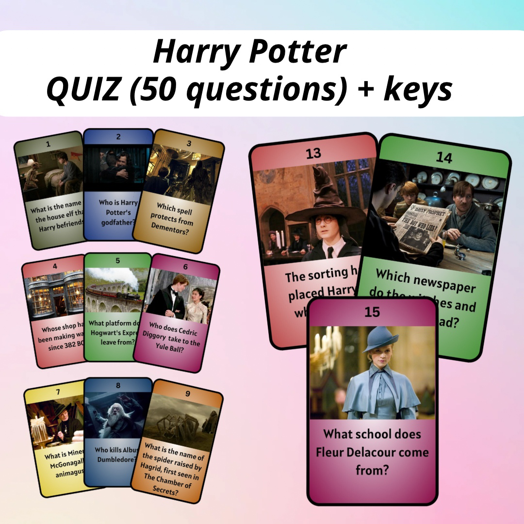 Flash cards - Harry Potter Quiz 50шт - My.Incredible.English | Boosty