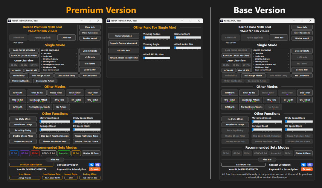 Base and premium versions of mods have already been updated to version ...