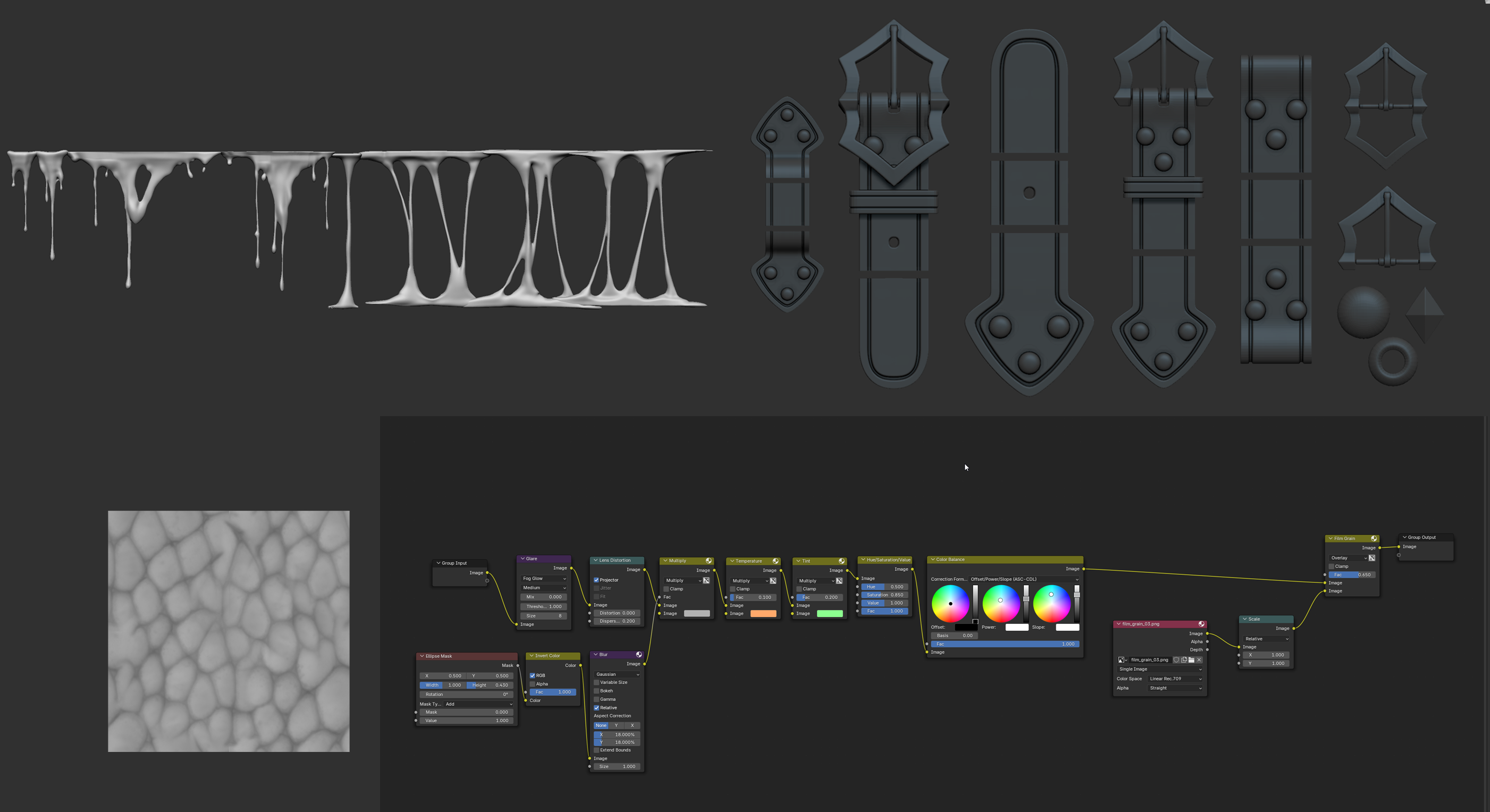 Kit Bush Belt and buckle, Drools, Compositor setup for Blender, Lizard ...