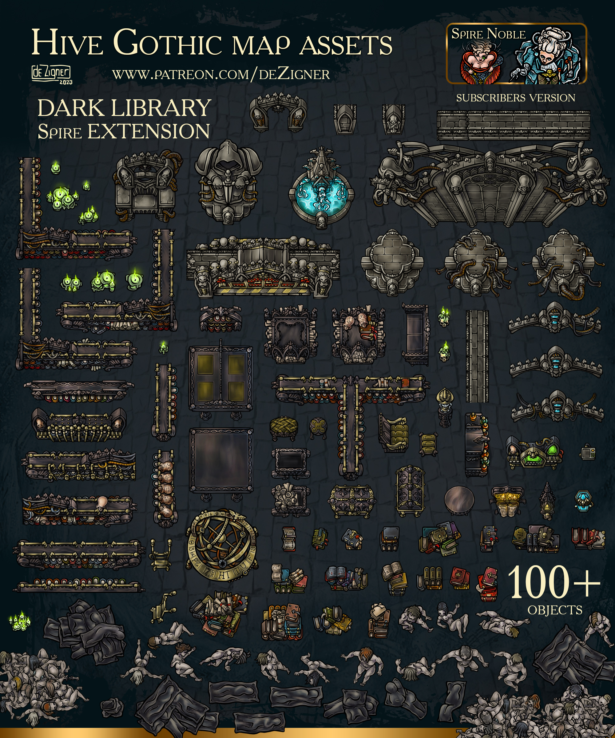 Hive Gothic Dark Library (map assets) - de-Zigner | Boosty