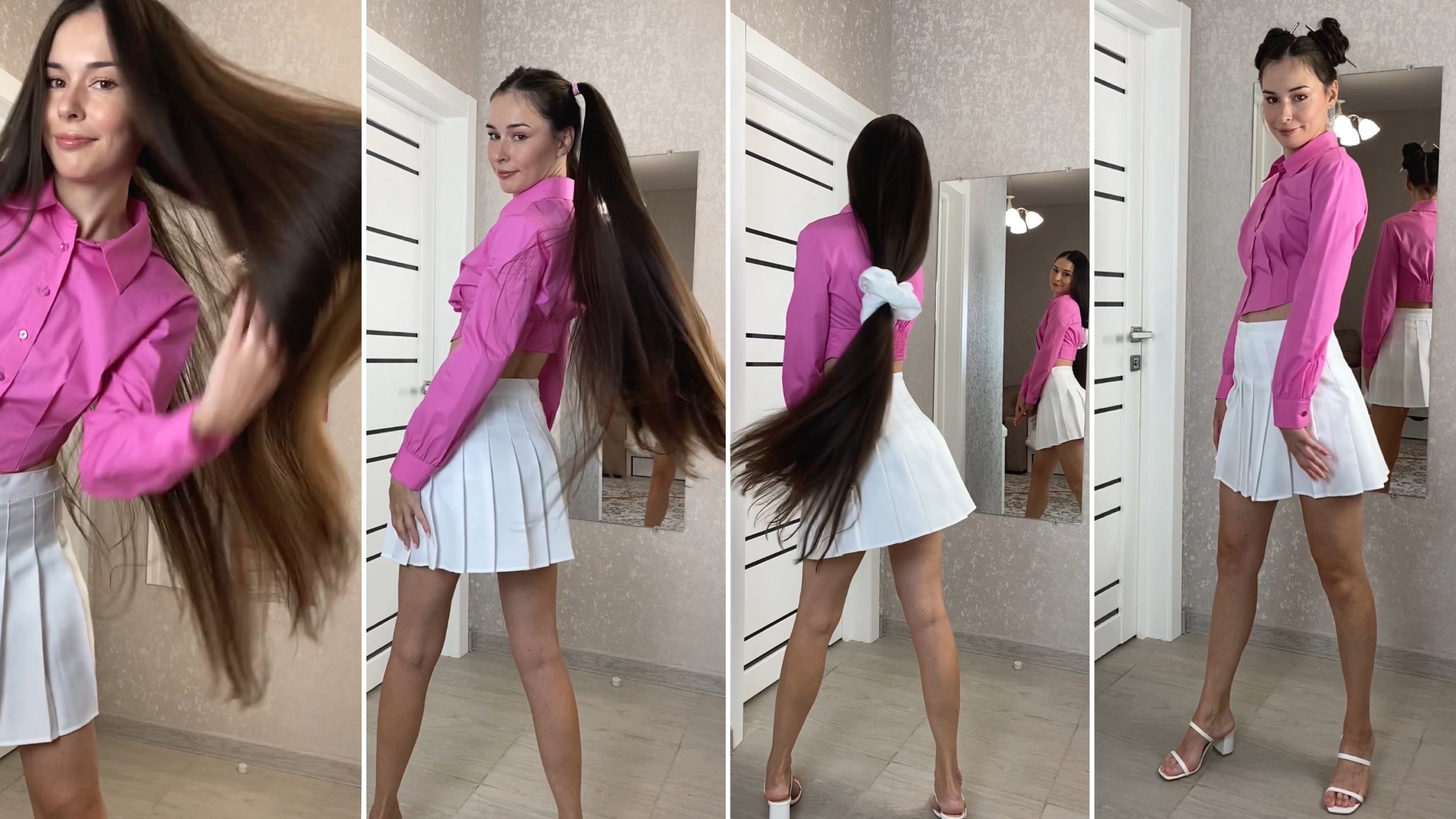 Dancing ponytails and anime-style buns, as well as long legs and flips ...