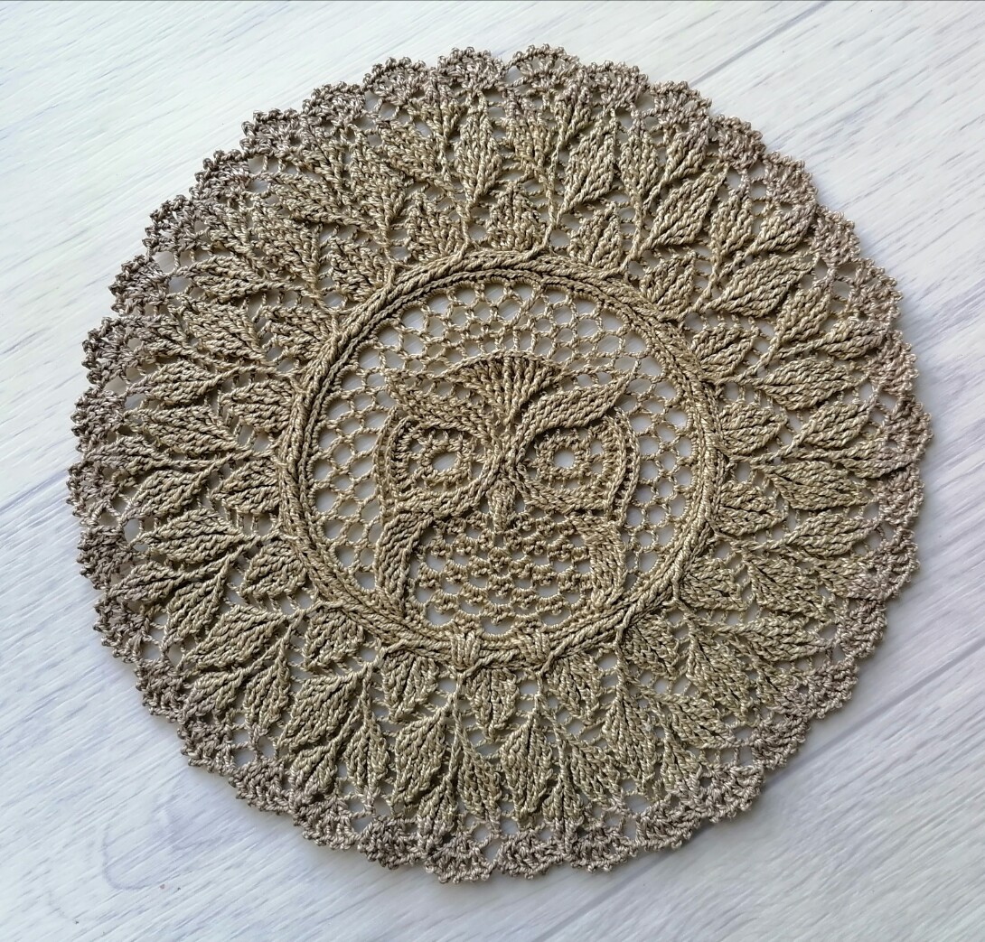 Салфетка Сова крючком - Owl crochet doily - Daria Dubchak - Дарья ...