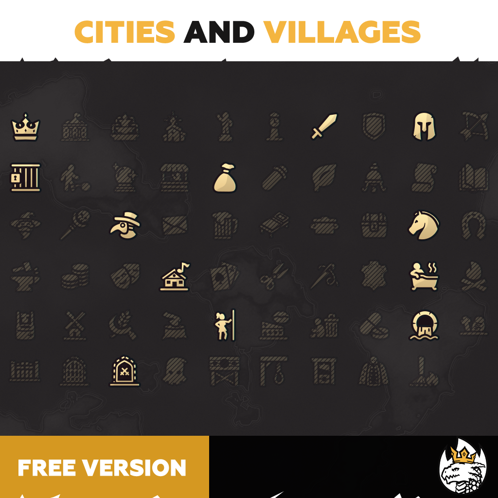 FREE: Cities and villages - DnD Map icon set. - Aleksandr Filinkov | Boosty