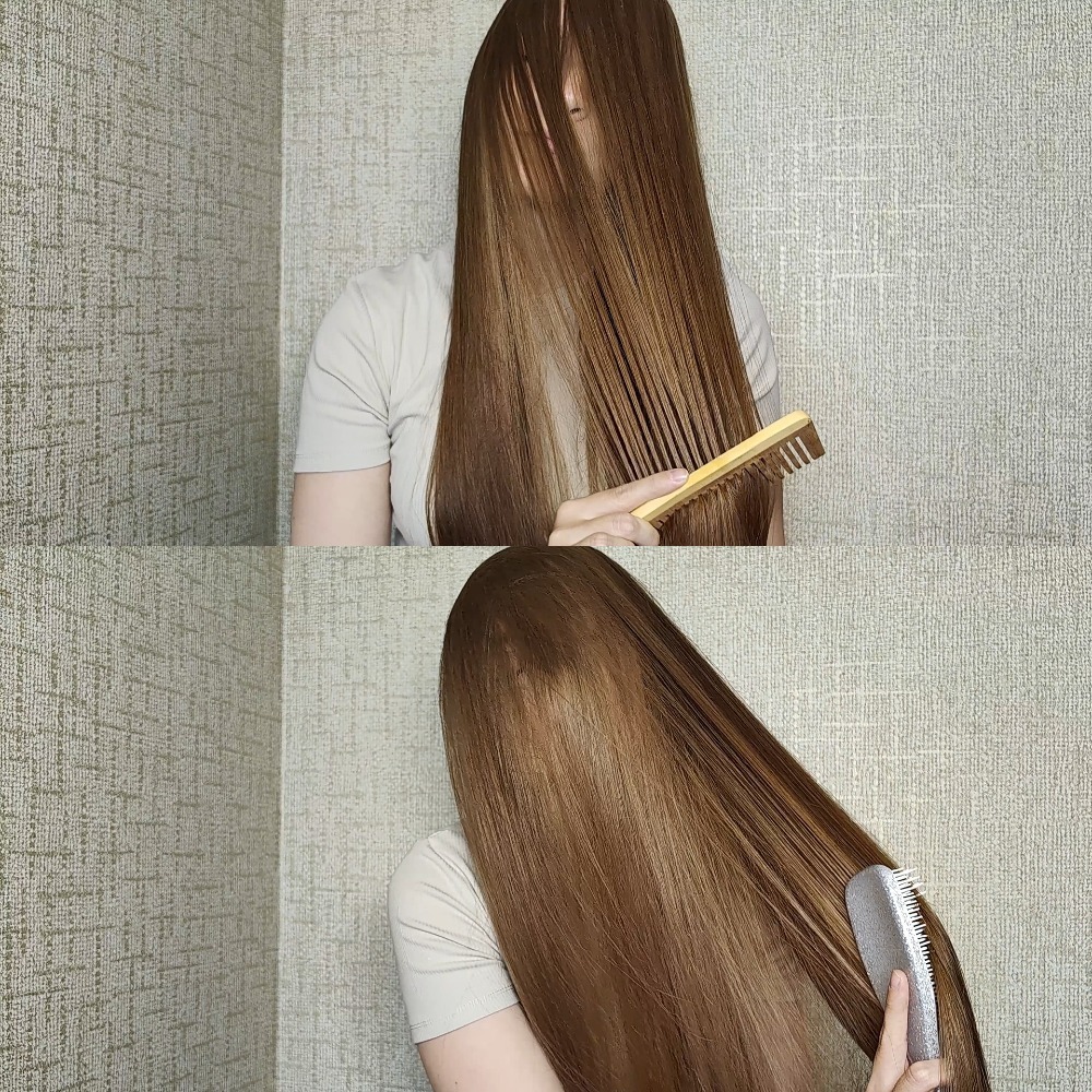 Video (12 min) - Hair over face slow brushing 😌 Very long hair Real ...