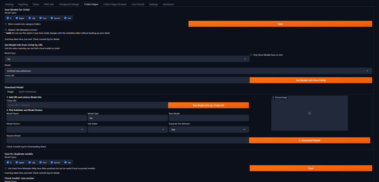 Исправленное расширение Civitai Helper для Forge UI NEO - Neuro Art ...