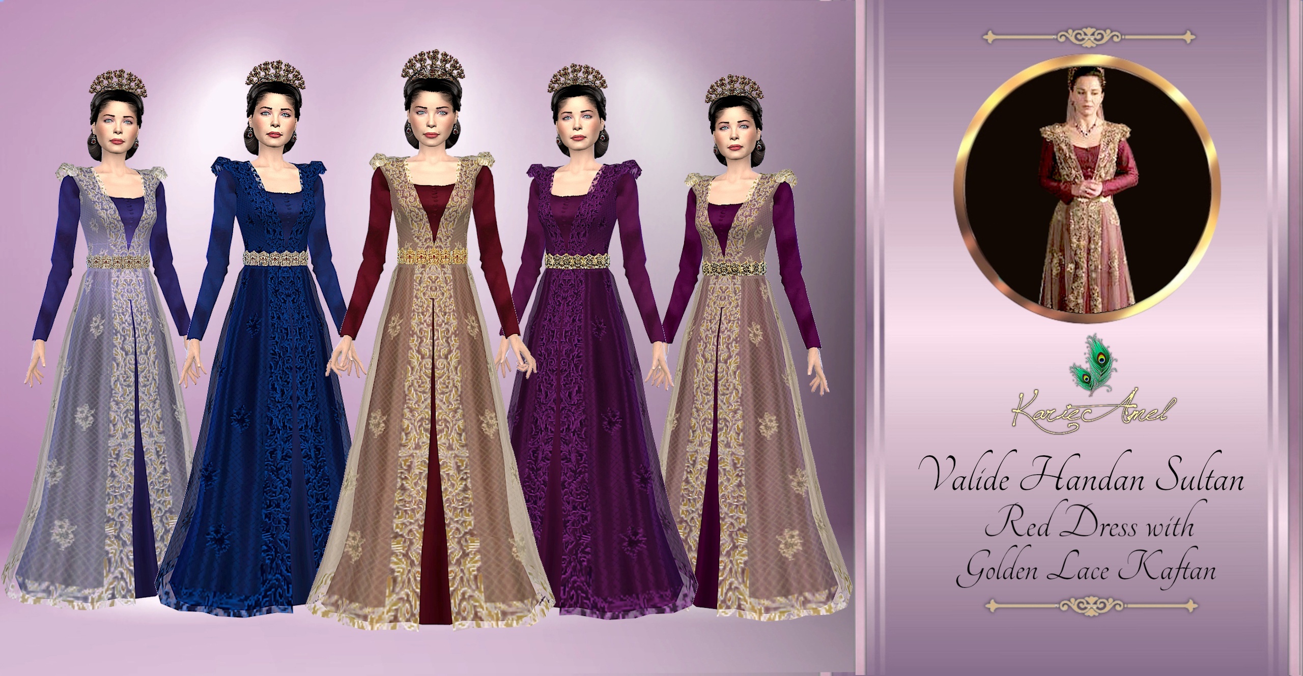 🪔 Valide Handan Sultan Red Dress with Golden Lace🪔 * Separate Belt ...